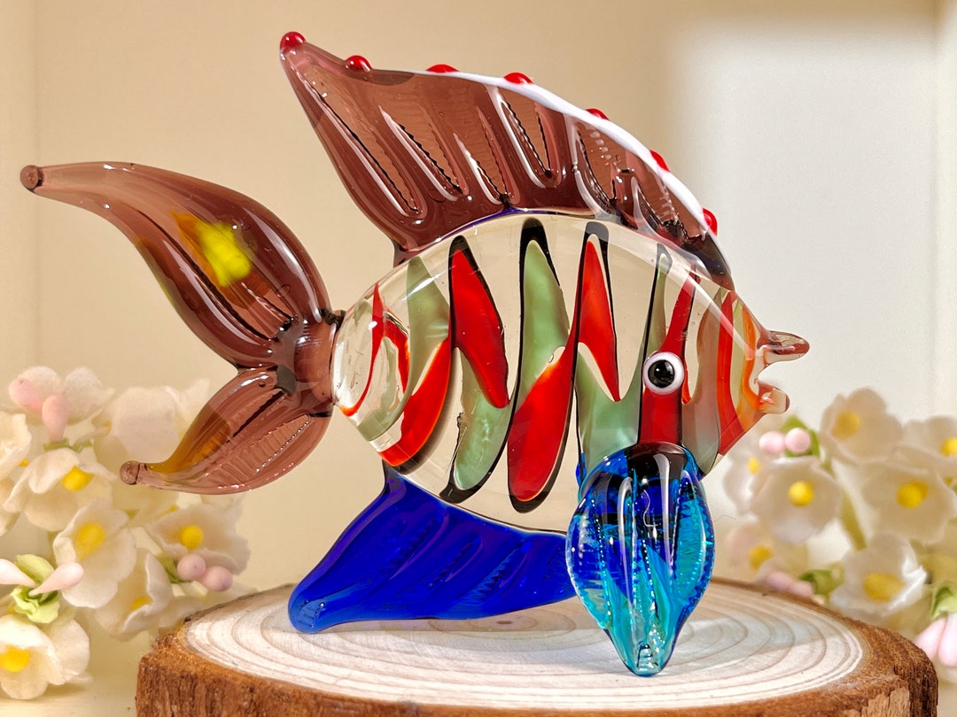 Glass Art Fish, Vintage Glass Angel Fish, Art Glass Statue, Murano ...