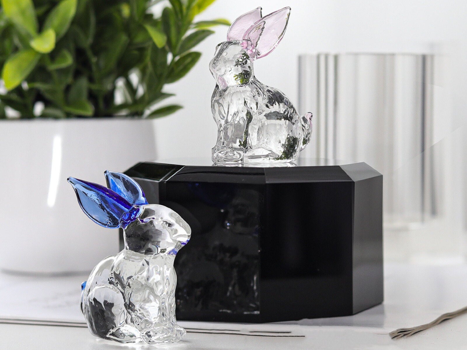 Glass Rabbit Statue Cute Rabbit Sculpture Glass Miniature - Etsy Australia