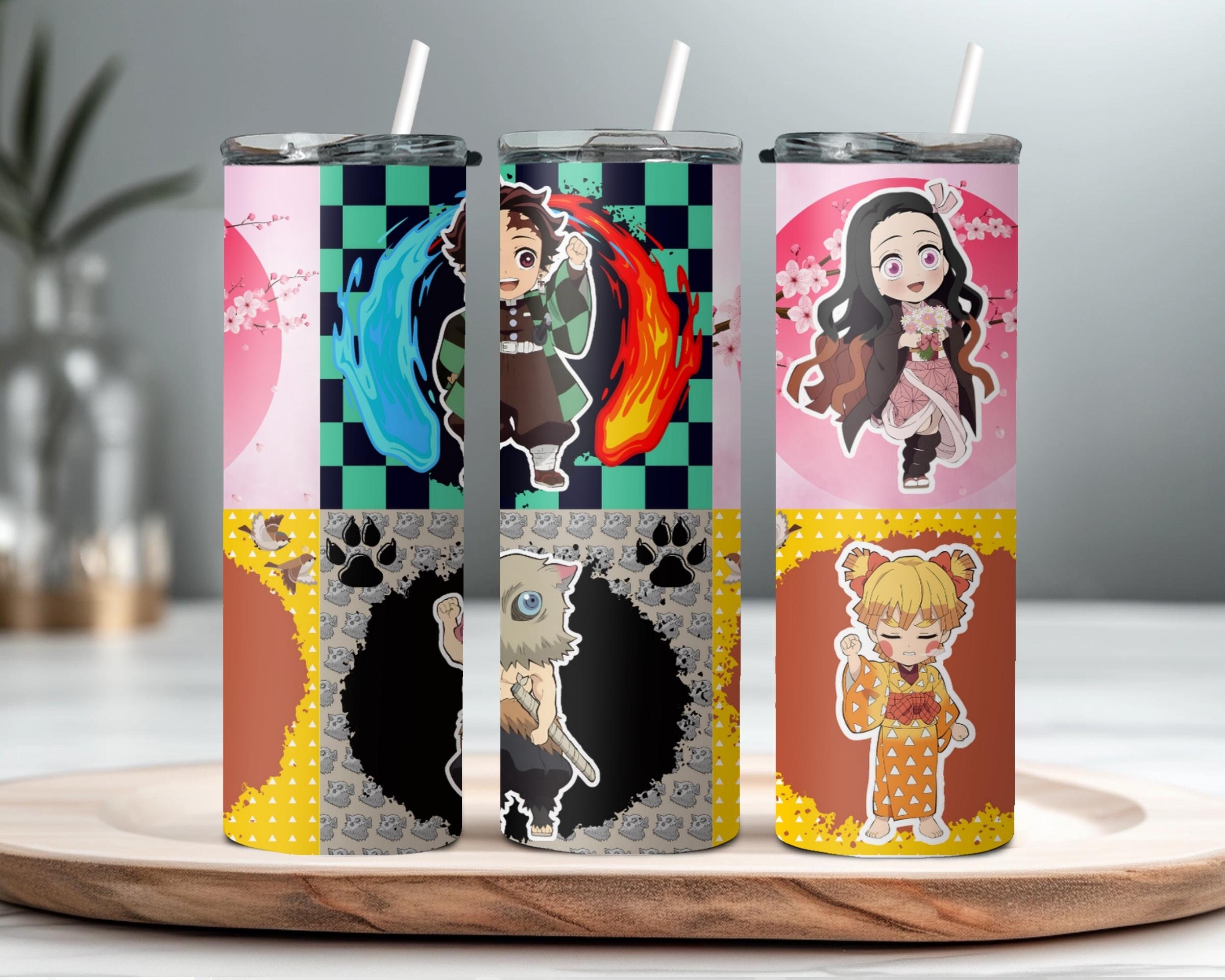 Kawaii Slayer Anime Tumbler Wrap, Chibi Anime Characters Tumbler Wrap ...