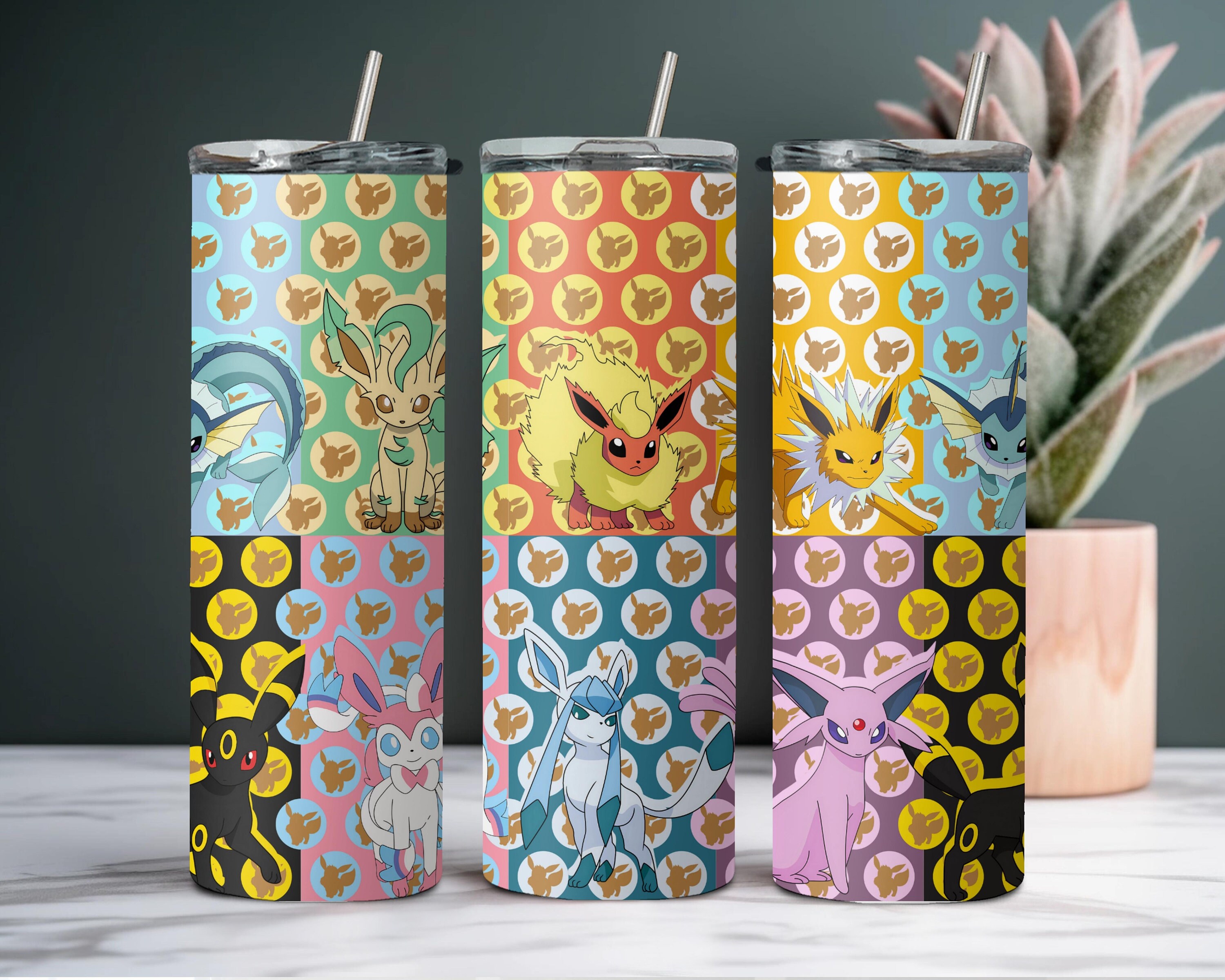 Eevee Evolutions 20oz Tumbler Wrap, Pokemon Tumbler Wrap PNG, Anime ...