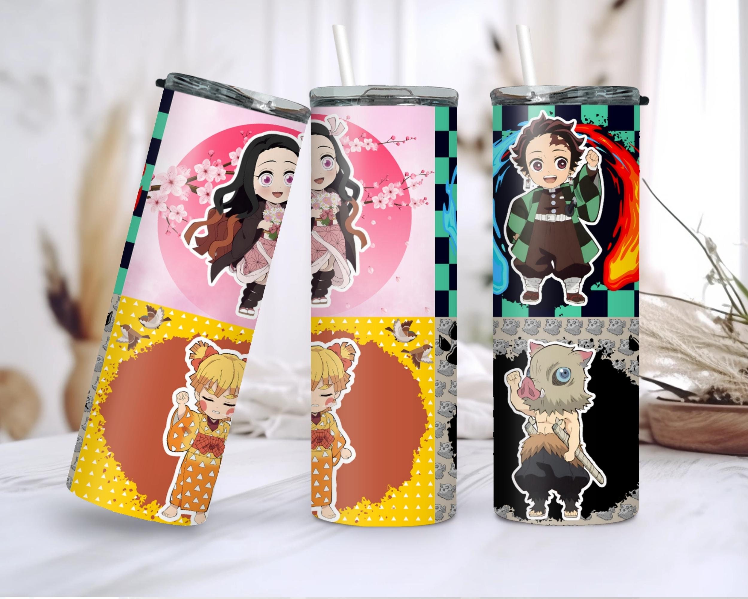 Kawaii Slayer Anime Tumbler Wrap, Chibi Anime Characters Tumbler Wrap ...