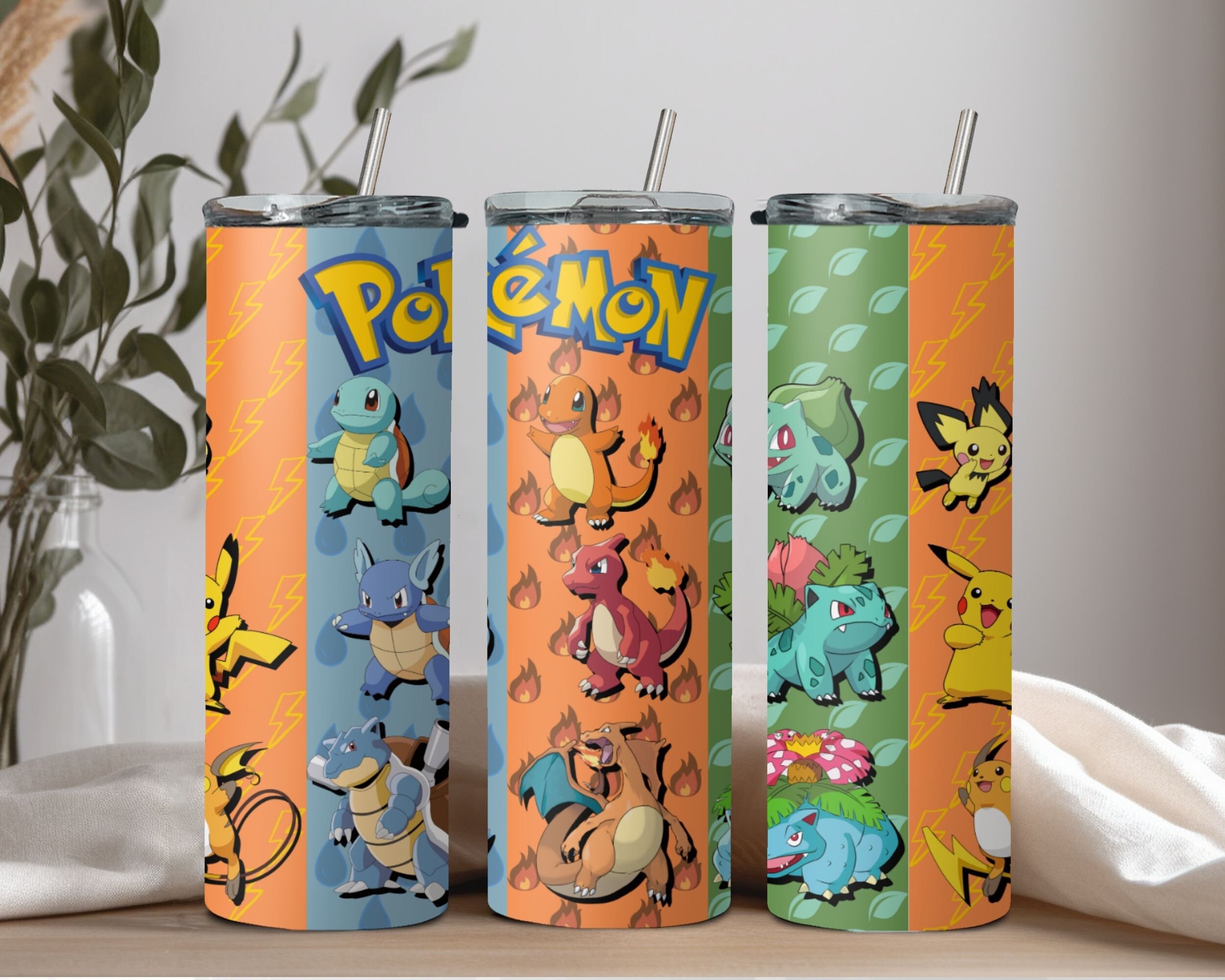 Pokemon Evolution 20oz Sublimation Tumbler Wrap, Anime Straight Skinny ...