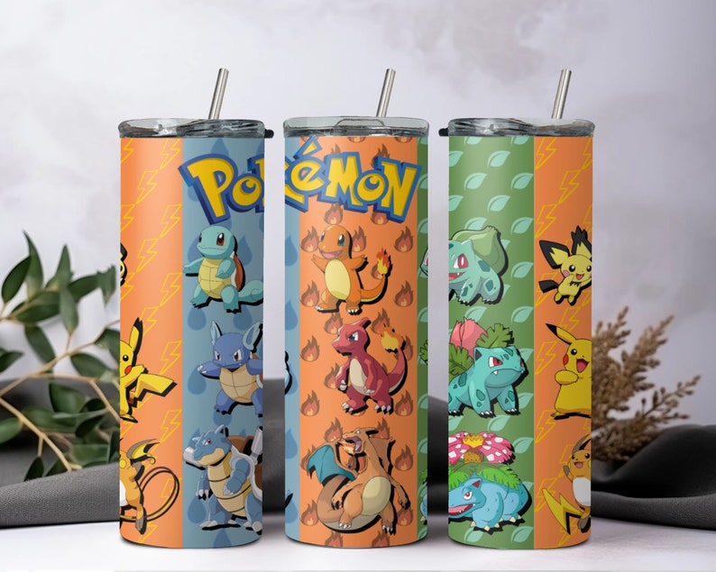 Pokemon Evolution 20oz Sublimation Tumbler Wrap, Anime Straight Skinny ...