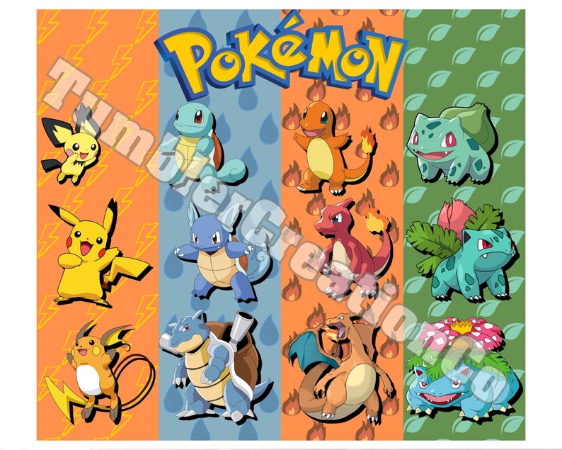 Pokemon Evolution 20oz Sublimation Tumbler Wrap, Anime Straight Skinny ...