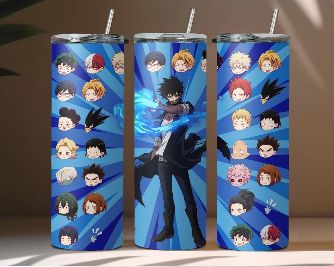 My Hero Anime 20oz Tumbler Wrap, Anime Tumbler Wrap PNG, Blue Fire ...