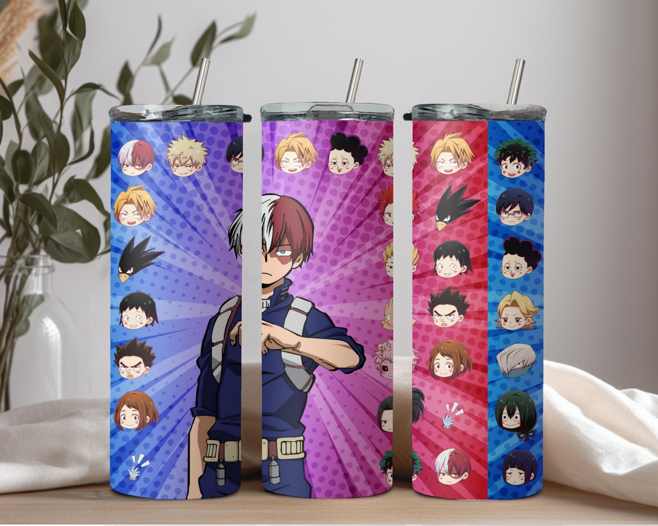 My Hero Anime 20oz Tumbler Wrap, Anime Tumbler Wrap PNG, Fire Ice Hero ...