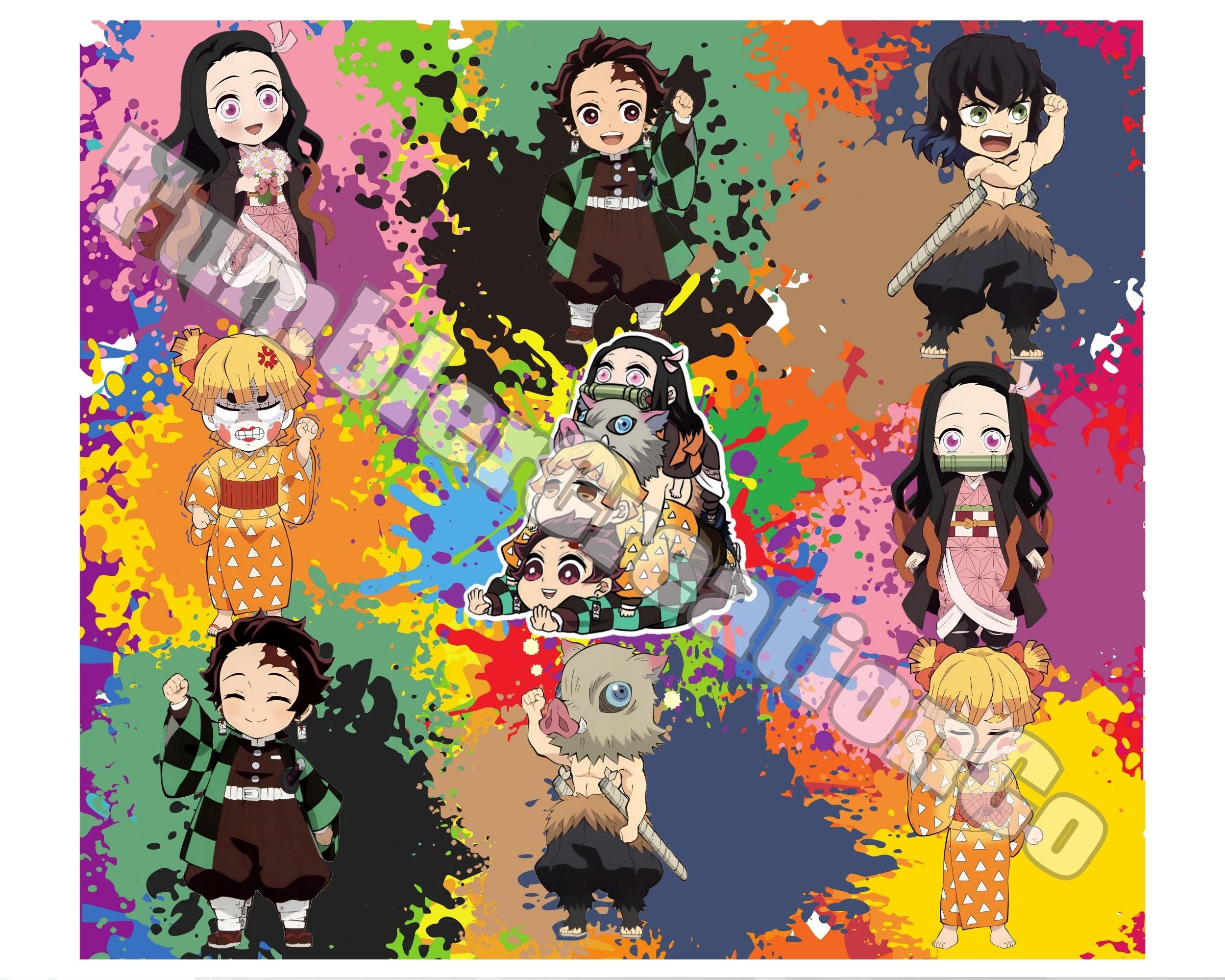Chibi Slayer Anime Tumbler Wrap, Colorfull Kawaii Anime Tumbler Wrap ...