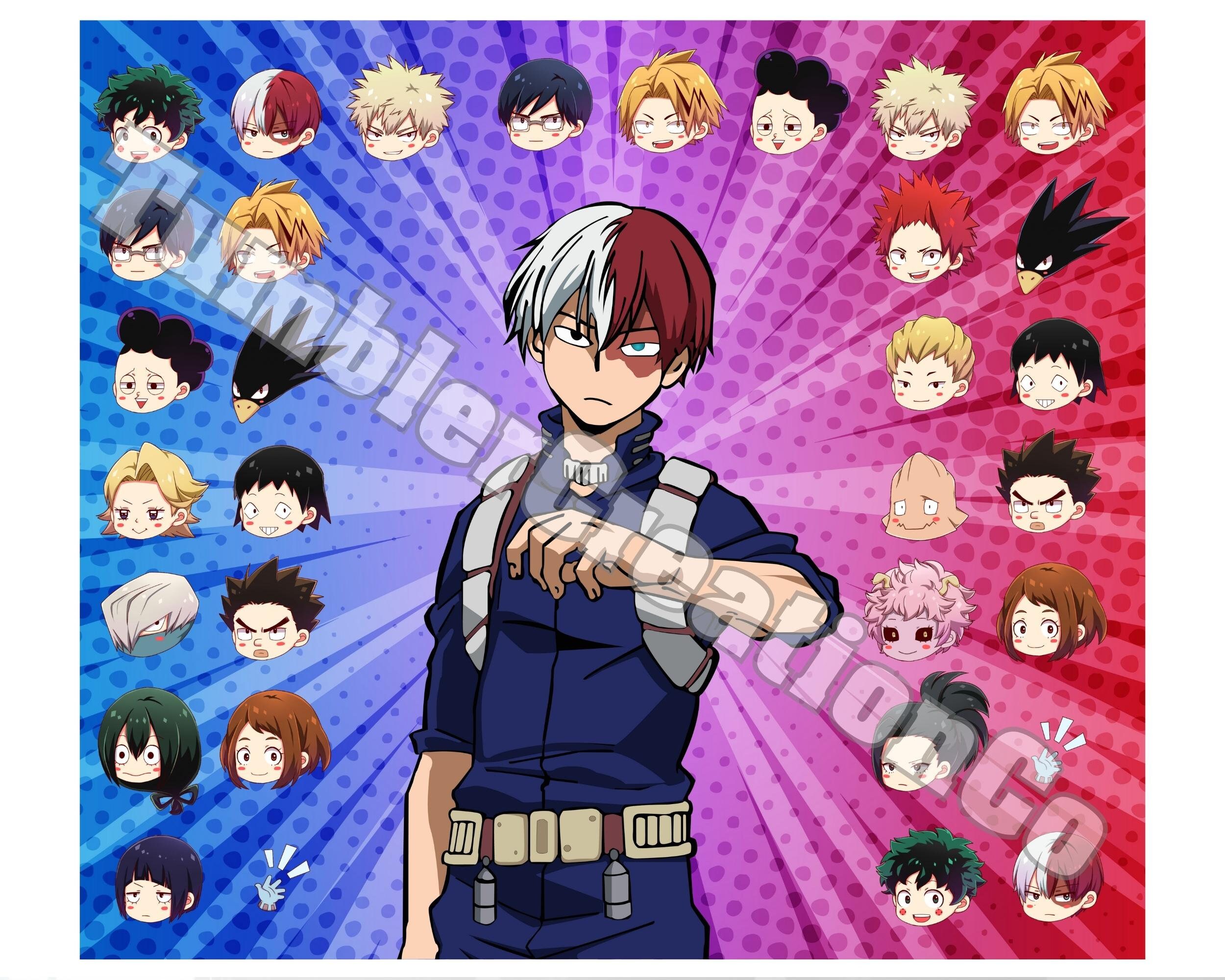 My Hero Anime 20oz Tumbler Wrap, Anime Tumbler Wrap PNG, Fire Ice Hero ...