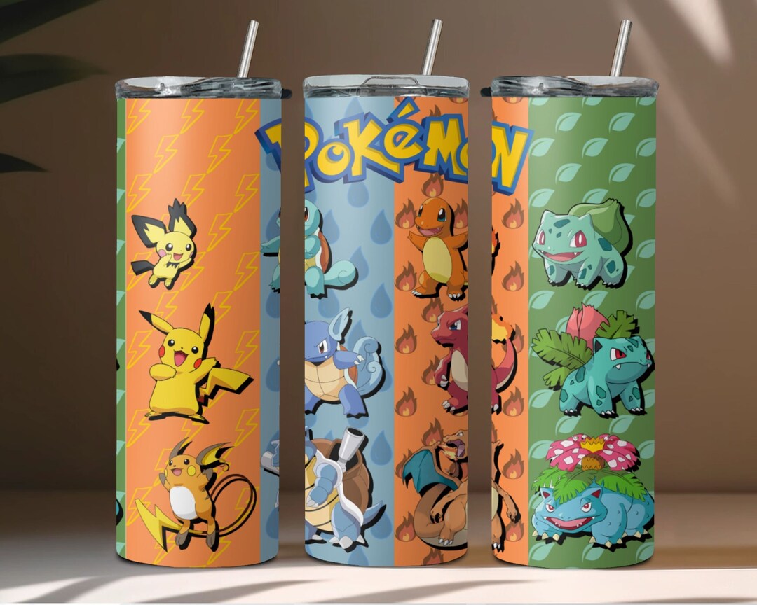 Pokemon Evolution 20oz Sublimation Tumbler Wrap, Anime Straight Skinny ...