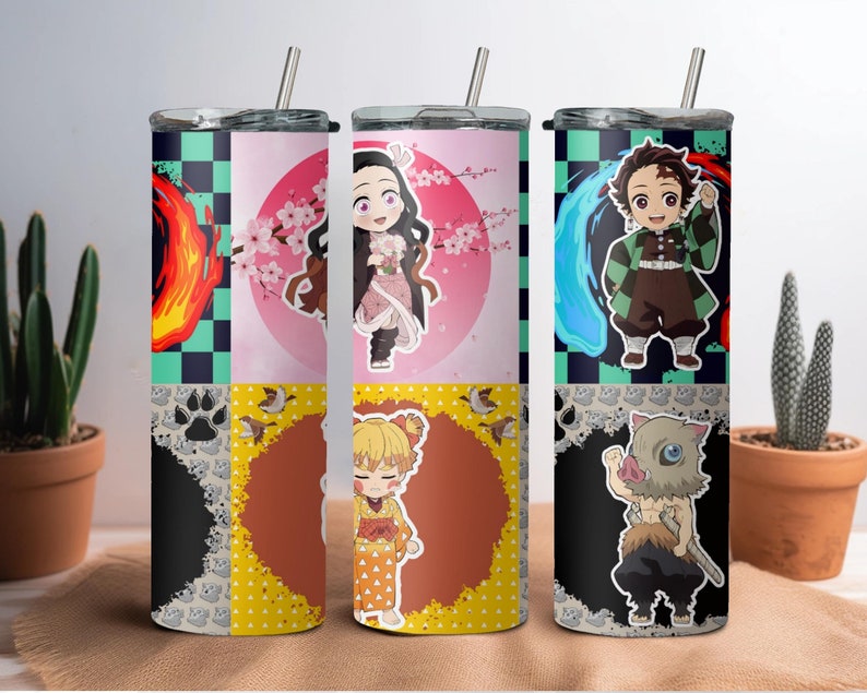 Chibi Anime Characters Tumbler Wrap, Slayer Sublimation Design (PNG ...