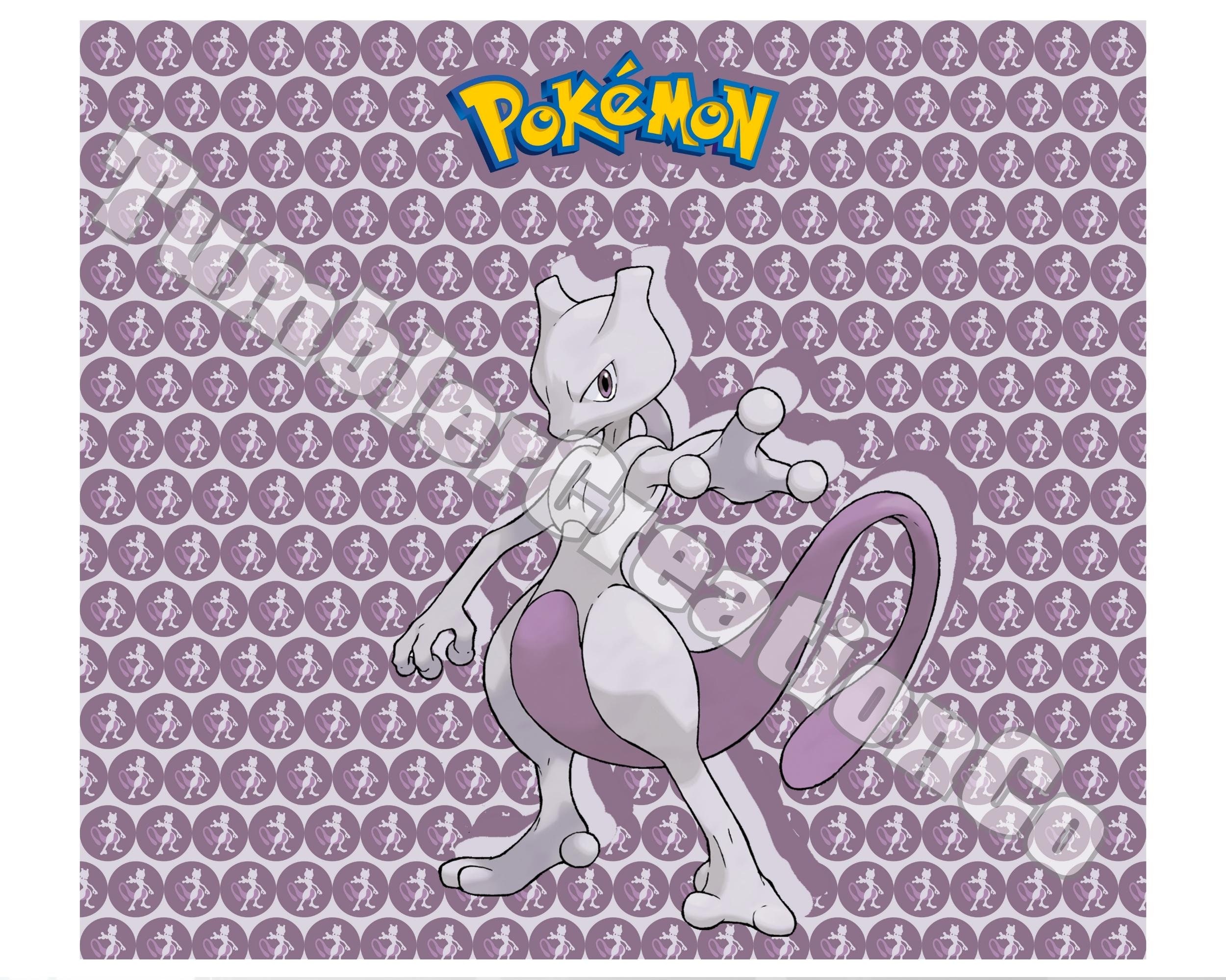 Mewtwo 20oz Tumbler Wrap, Strongest Pokemon Tumbler Wrap PNG, Mewtwo ...