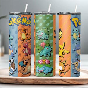 Pokemon Evolution 20oz Sublimation Tumbler Wrap, Anime Straight Skinny ...