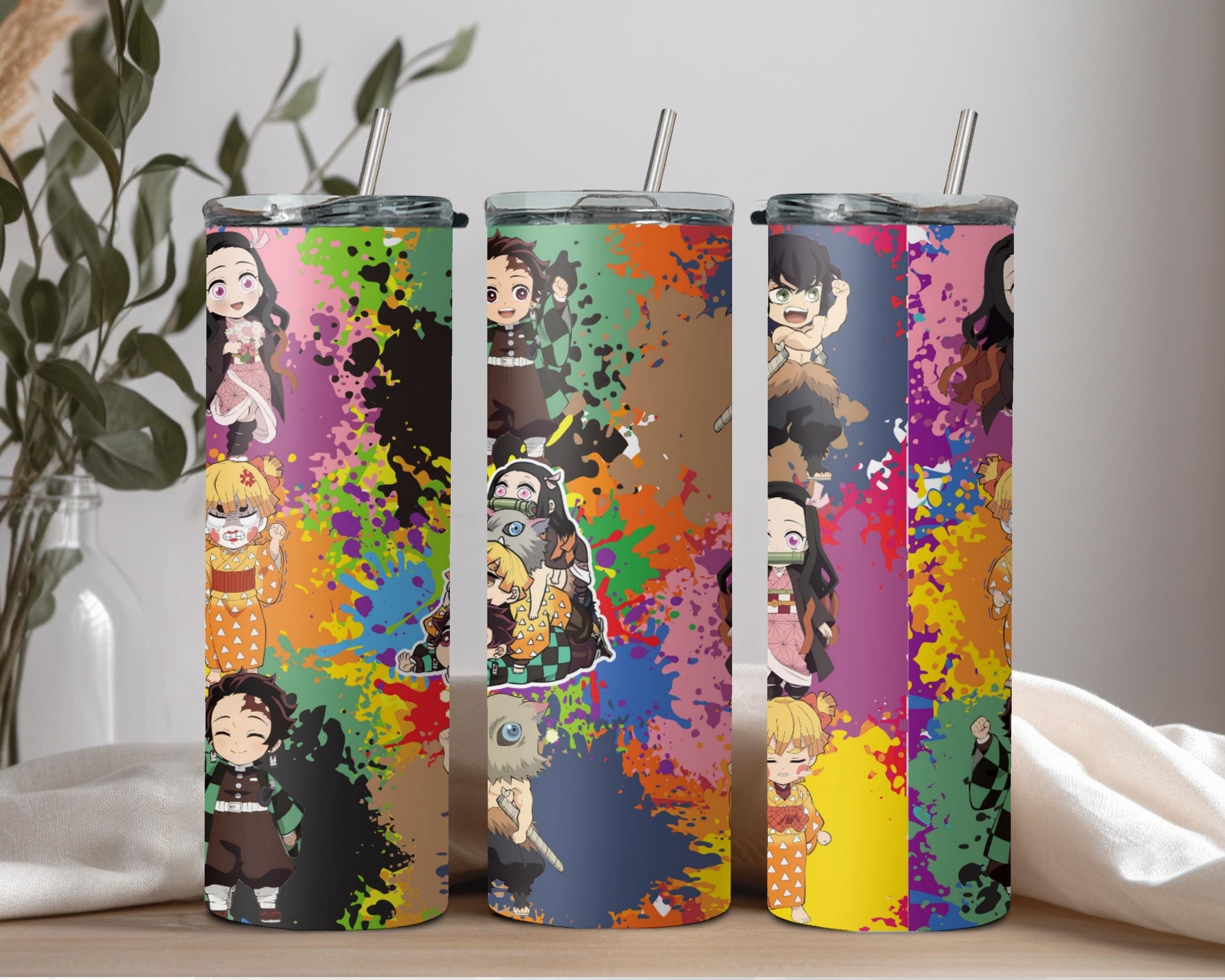 Chibi Slayer Anime Tumbler Wrap, Colorfull Kawaii Anime Tumbler Wrap ...