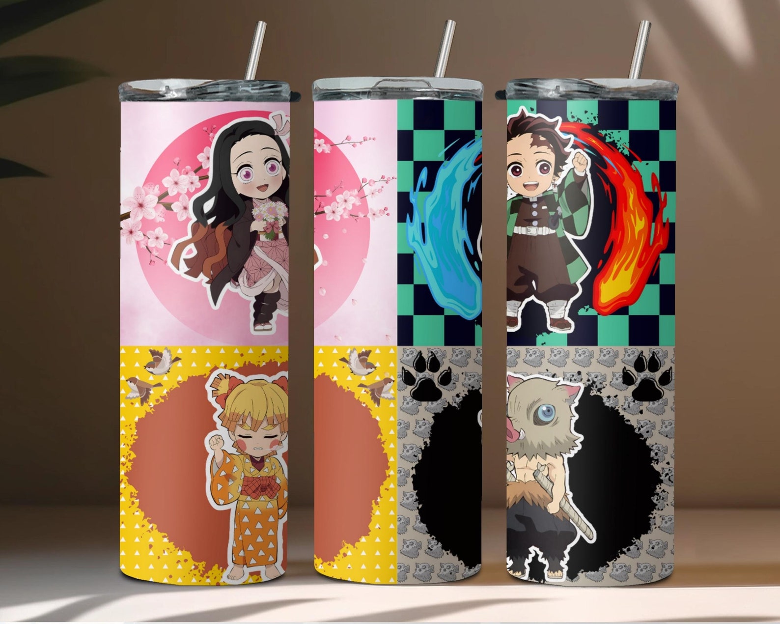 Kawaii Slayer Anime Tumbler Wrap, Chibi Anime Characters Tumbler Wrap ...