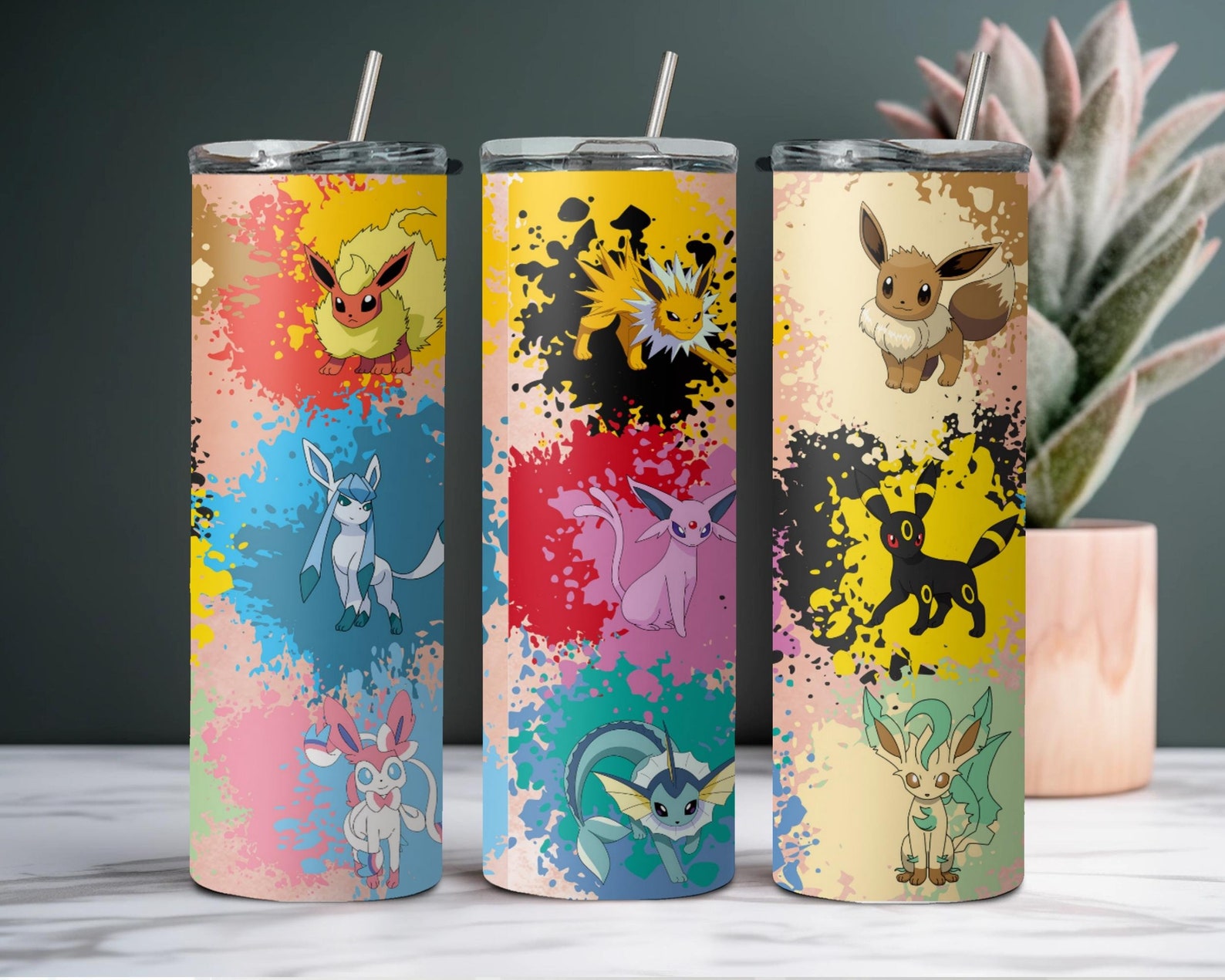 Eevee Evolutions 20oz Tumbler Wrap, Pokemon Tumbler Wrap PNG, Anime ...
