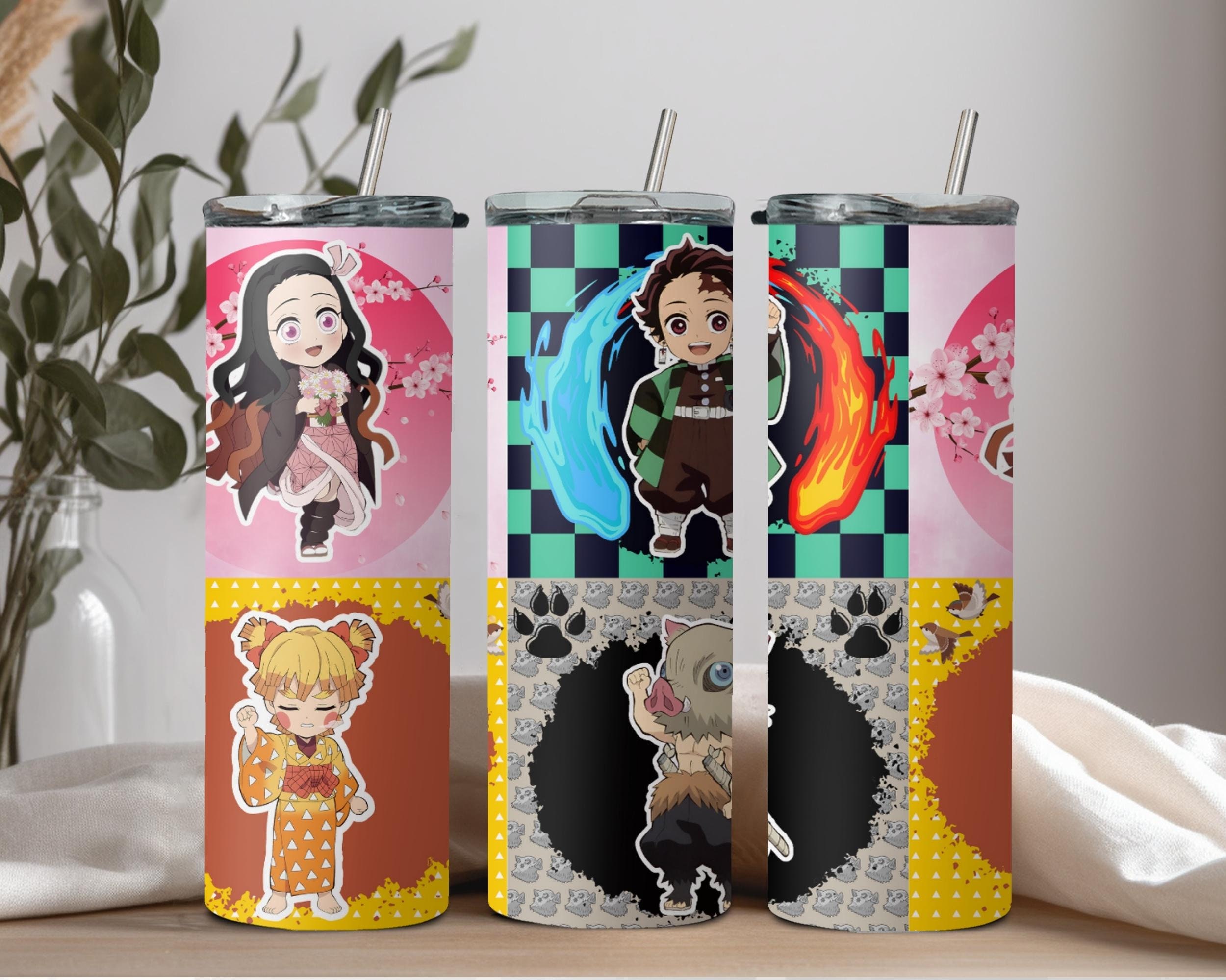 Kawaii Slayer Anime Tumbler Wrap, Chibi Anime Characters Tumbler Wrap ...