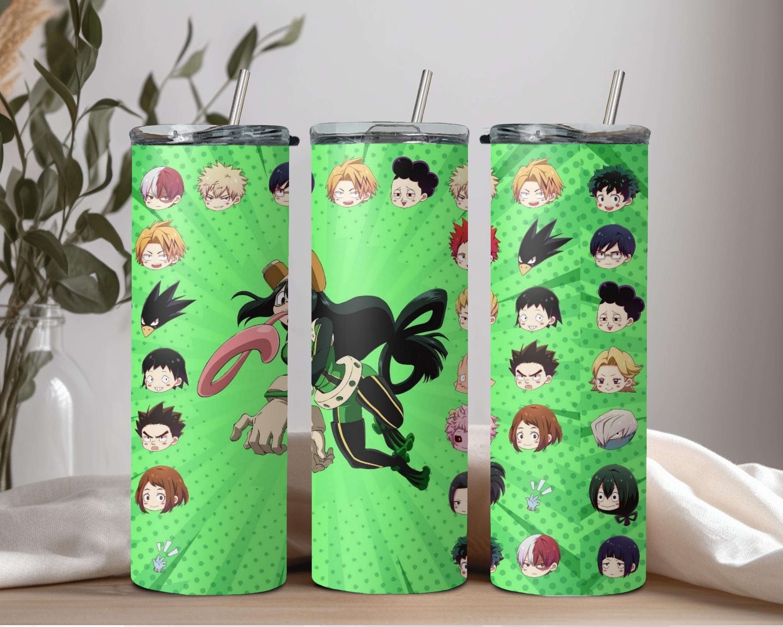 My Hero Anime 20oz Tumbler Wrap, Anime Tumbler Wrap PNG, Frog Hero ...