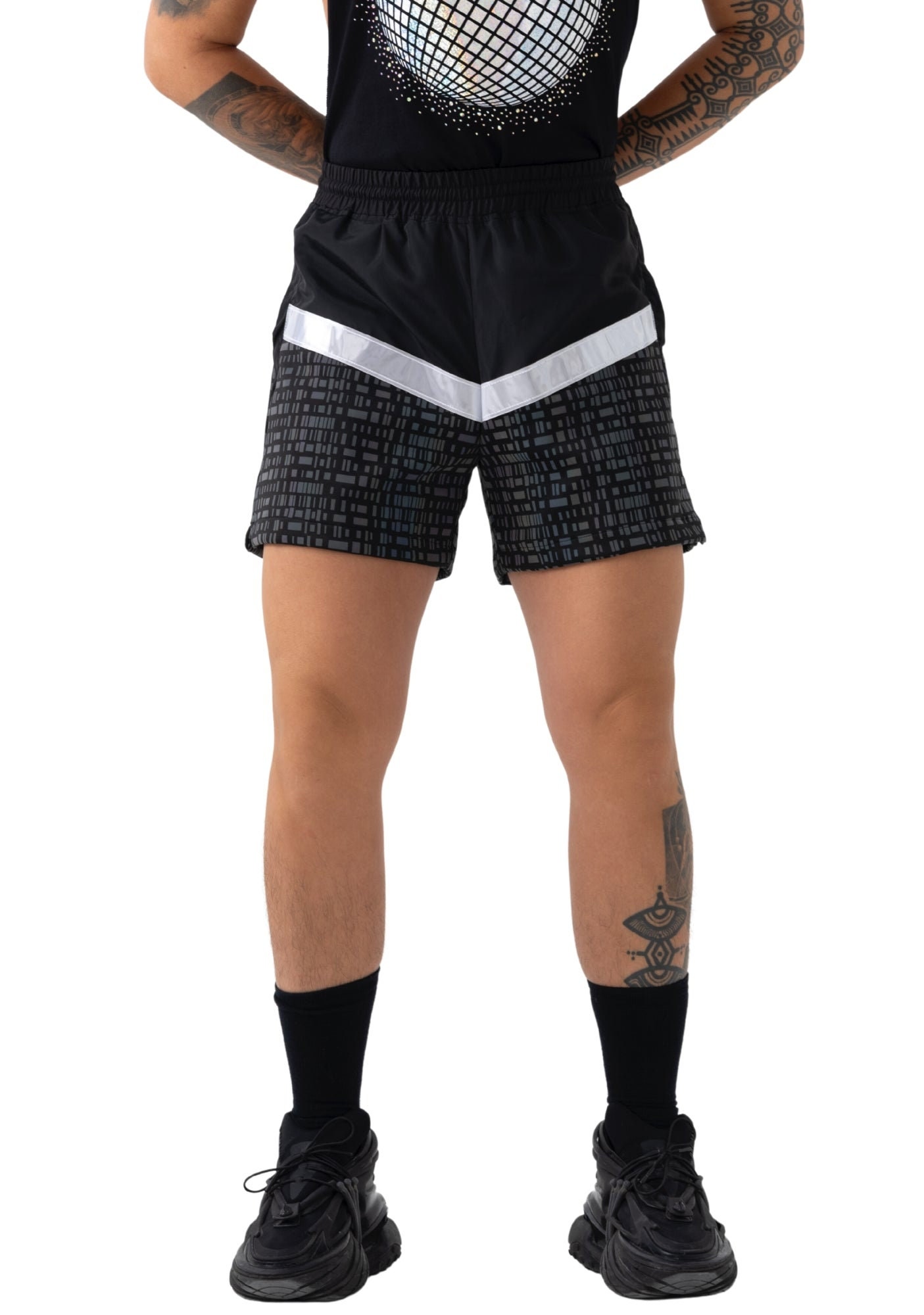 Reflective Patchwork Men Shorts,rave Wear, Rave Clothing, Rave Outfit ...