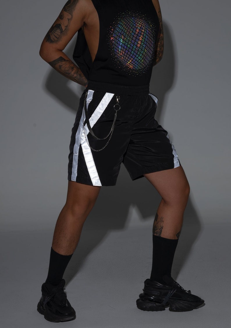 Reflective Disco Men Shorts, Rave Wear, Rave Clothing, Rave Outfit ...