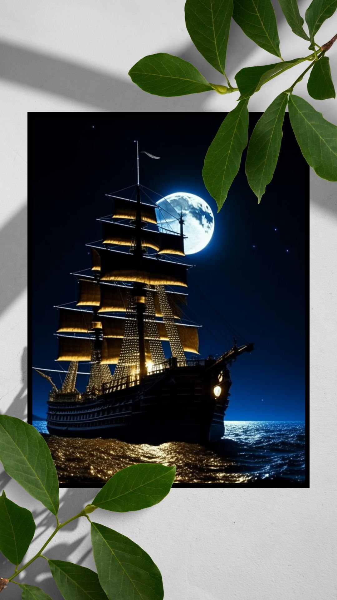 Pirate Ship Sailing Under a Full Moon - Etsy