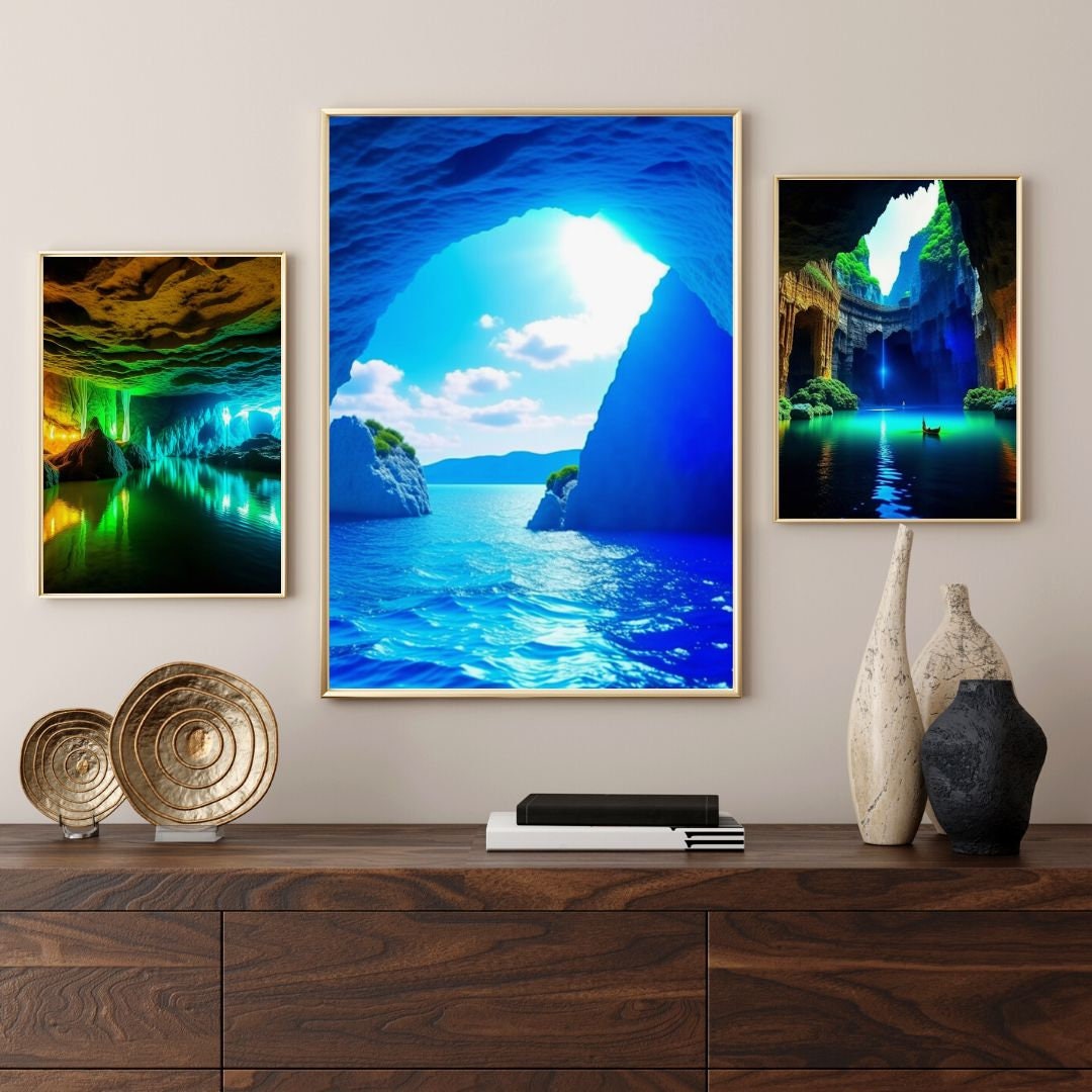 Greek Blue Cave at the Seaside - Etsy