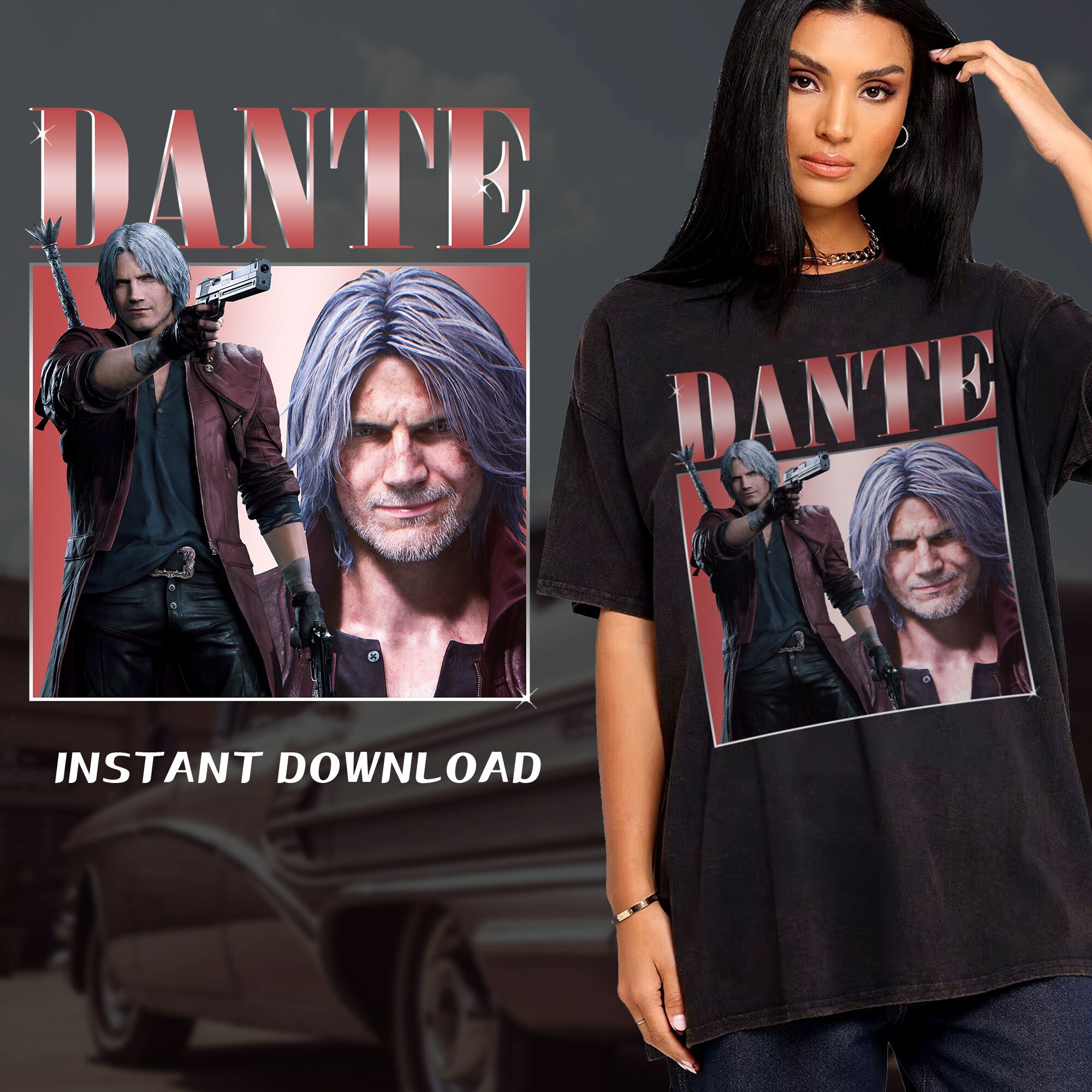 Dante Devil May Cry PNG Devil May Cry Shirt PNG Vintage - Etsy