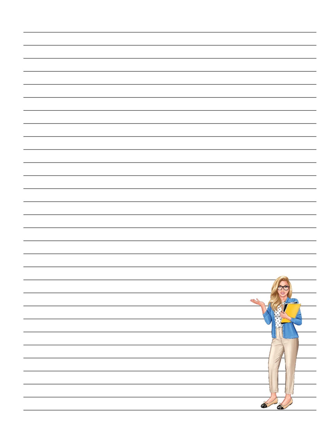 Printable Lined Notebook Paper: 8.5x11 Journal Pages (digital Download ...