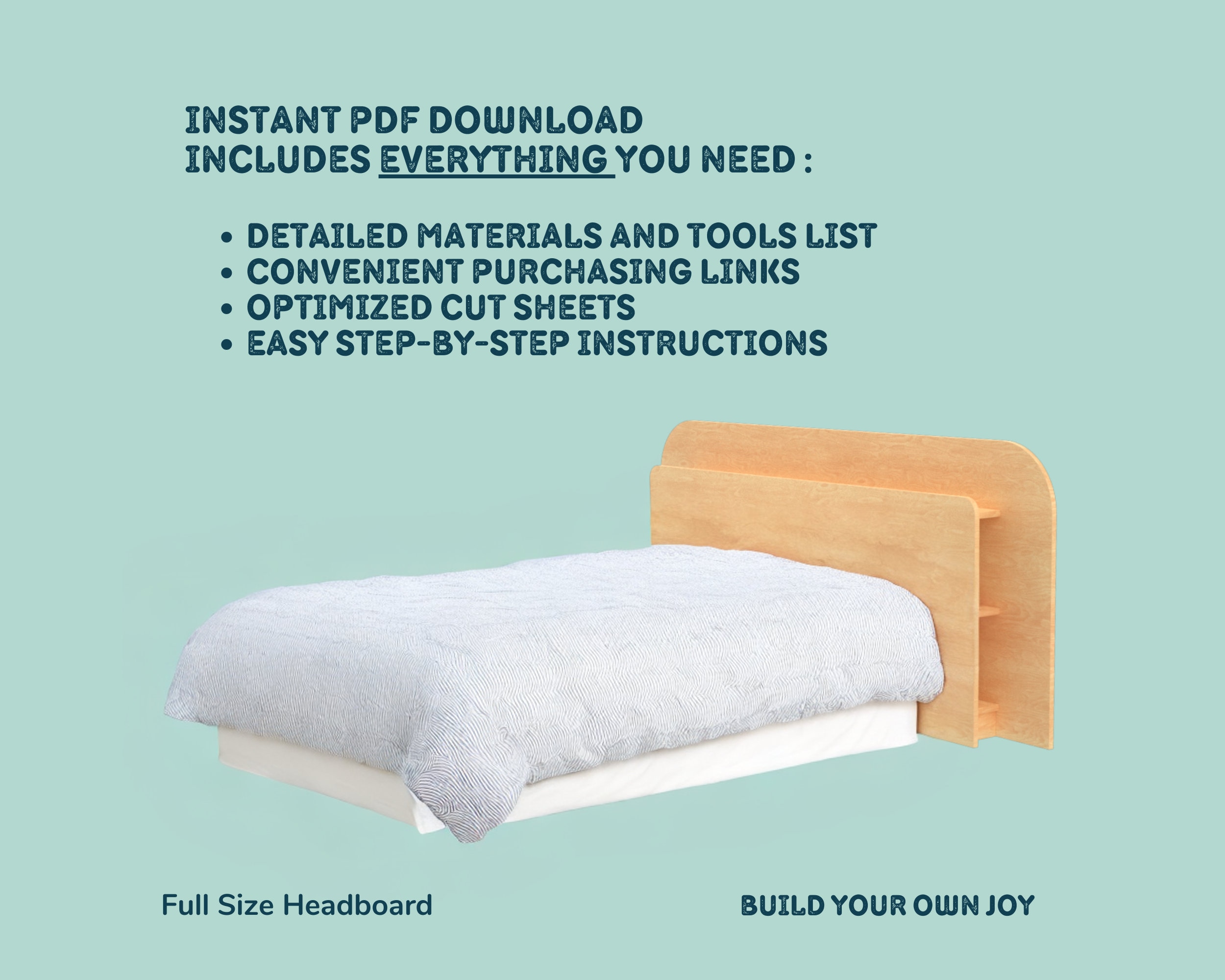 Furniture Building Plans Full Size Bed Plan DIY Bed Plan Full Size Bed ...