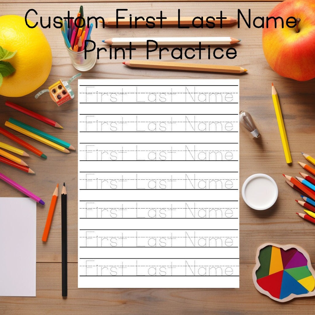 Custom Name Print Tracing Sheets for All Ages, Name Sheet, Handwriting ...