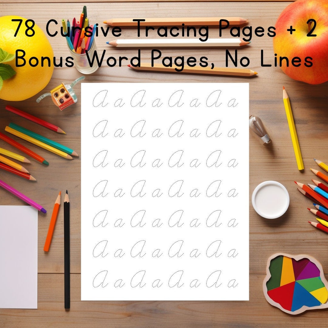 No Lines Cursive Letter Tracing Sheets, Cursive for Adults, Cursive for ...