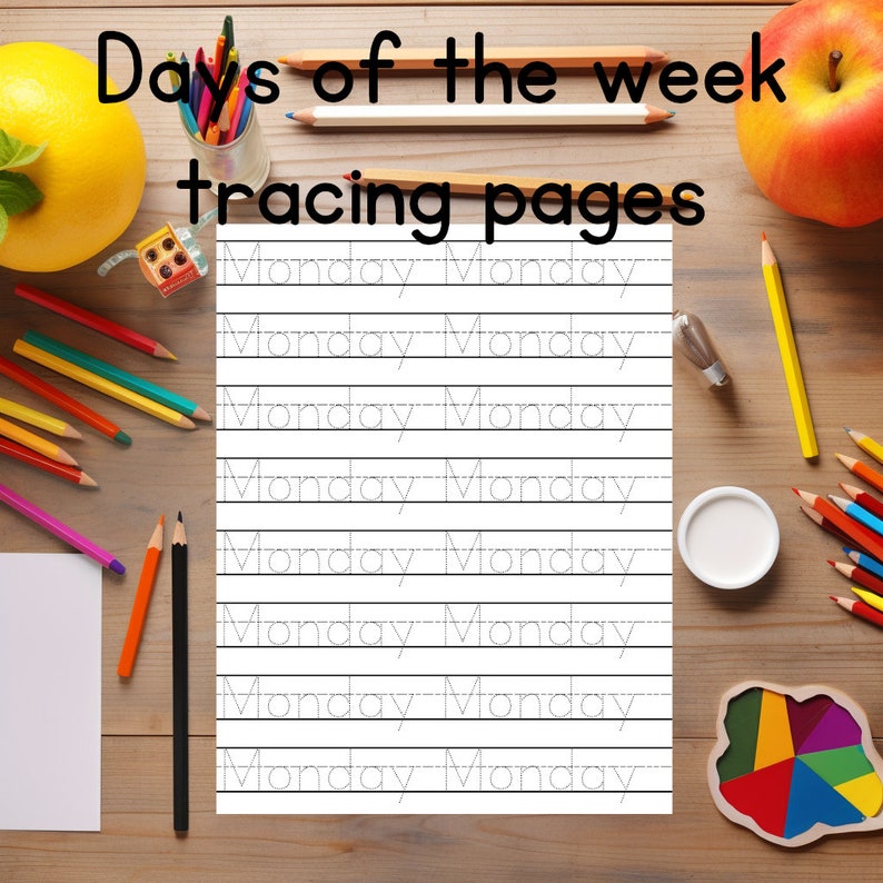 Printable Weekdays Tracing Sheet Homeschool Learning Aid - Etsy
