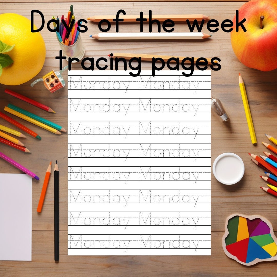 Printable Weekdays Tracing Sheet - Homeschool Learning Aid - Early ...