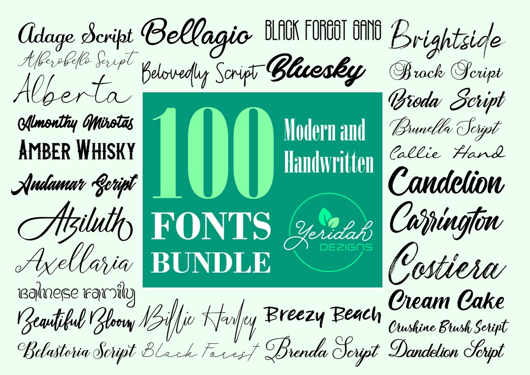 100 Fonts Bundle, Instant Download - Etsy