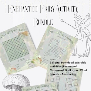 Enchanted Fairy Activity Bundle,printable Puzzle,word Search,crossword ...