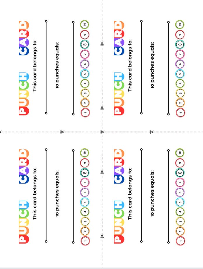 Punch Card Reward Card Digital Download Printable, Rewards System, Kid ...