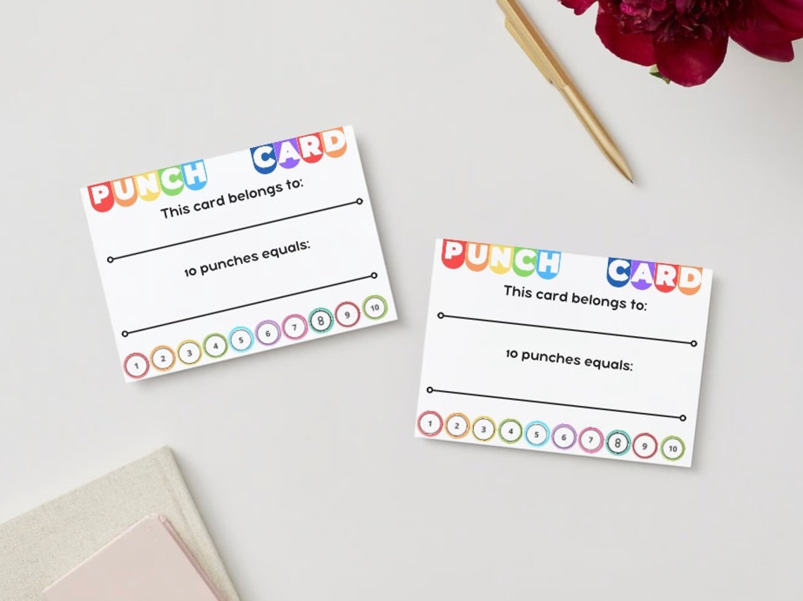 Punch Card Reward Card Digital Download Printable Rewards - Etsy