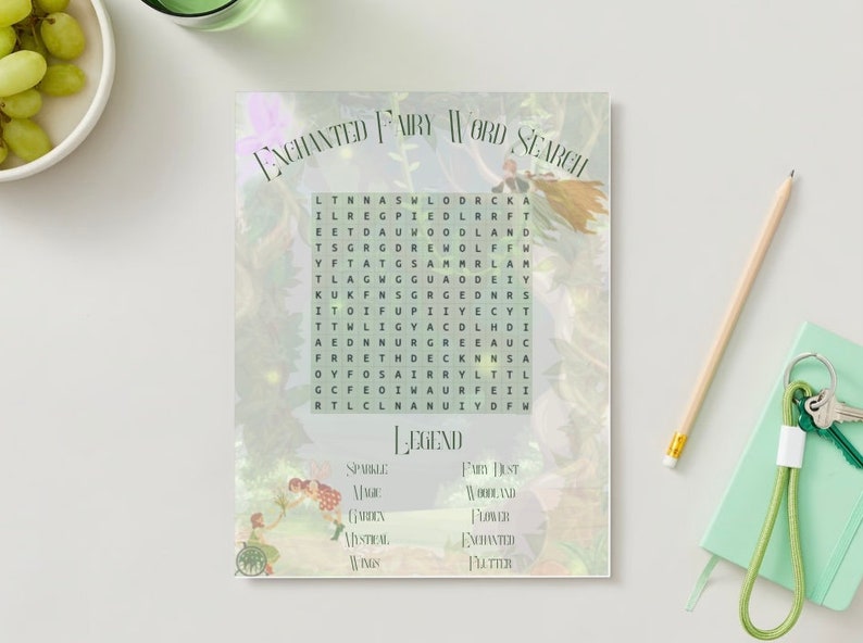 Enchanted Fairy Activity Bundle,printable Puzzle,word Search,crossword ...