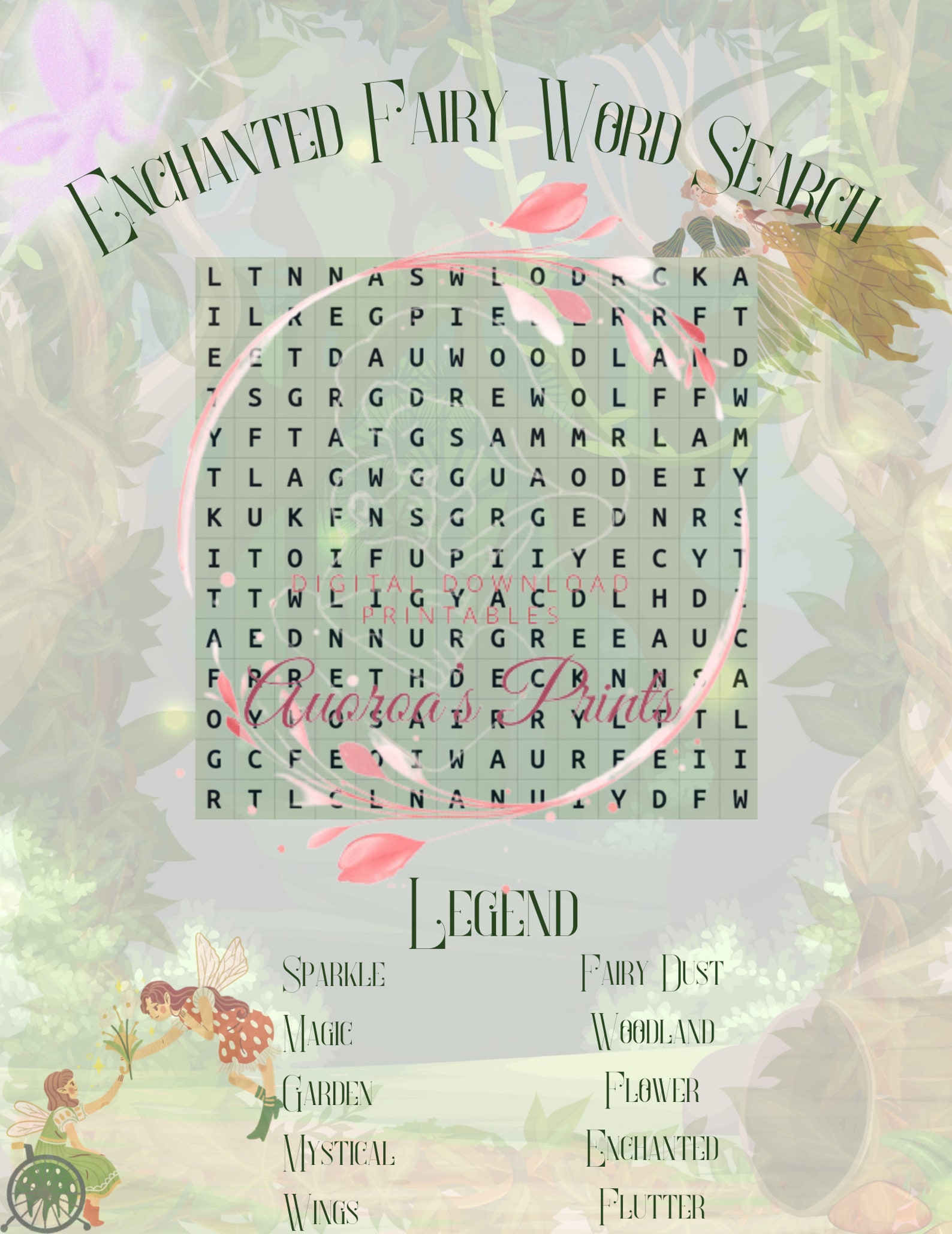 Enchanted Fairy Activity Bundle,printable Puzzle,word Search,crossword ...