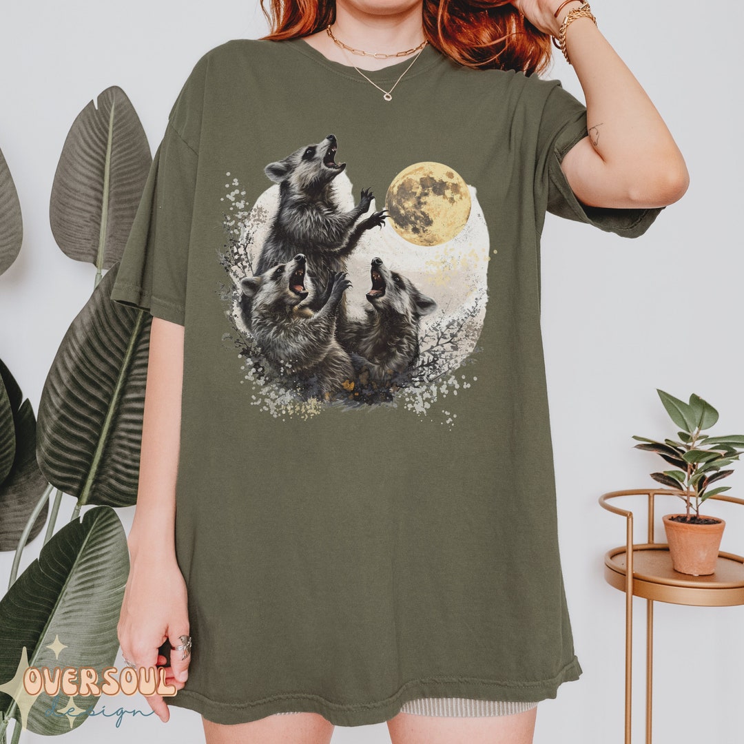 Raccoons Howling at the Moon Tshirt Raccoon Meme Shirt Funny Raccoon ...