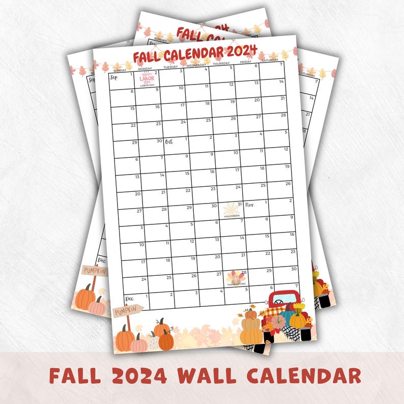 Printable Kids Fall 2024 Wall Calendar Bucket List Fall Activities ...