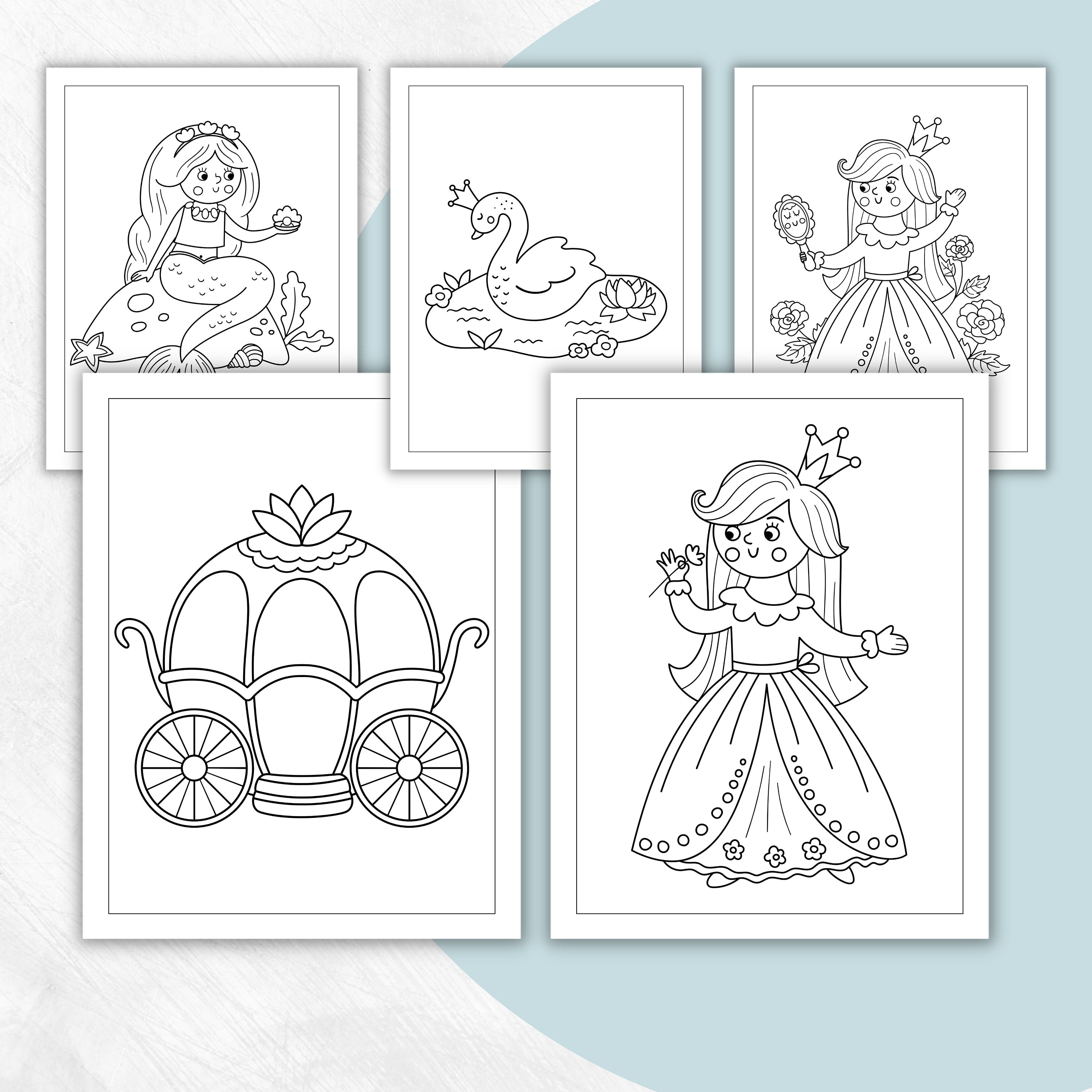 Digital Princess Coloring Book for Kids Printable Princess Coloring ...