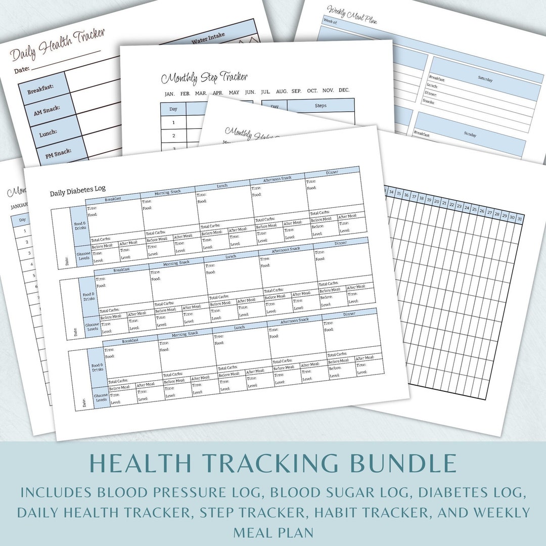 Health Tracker Bundle | Wellness Tracker | Health Planners | Printable ...