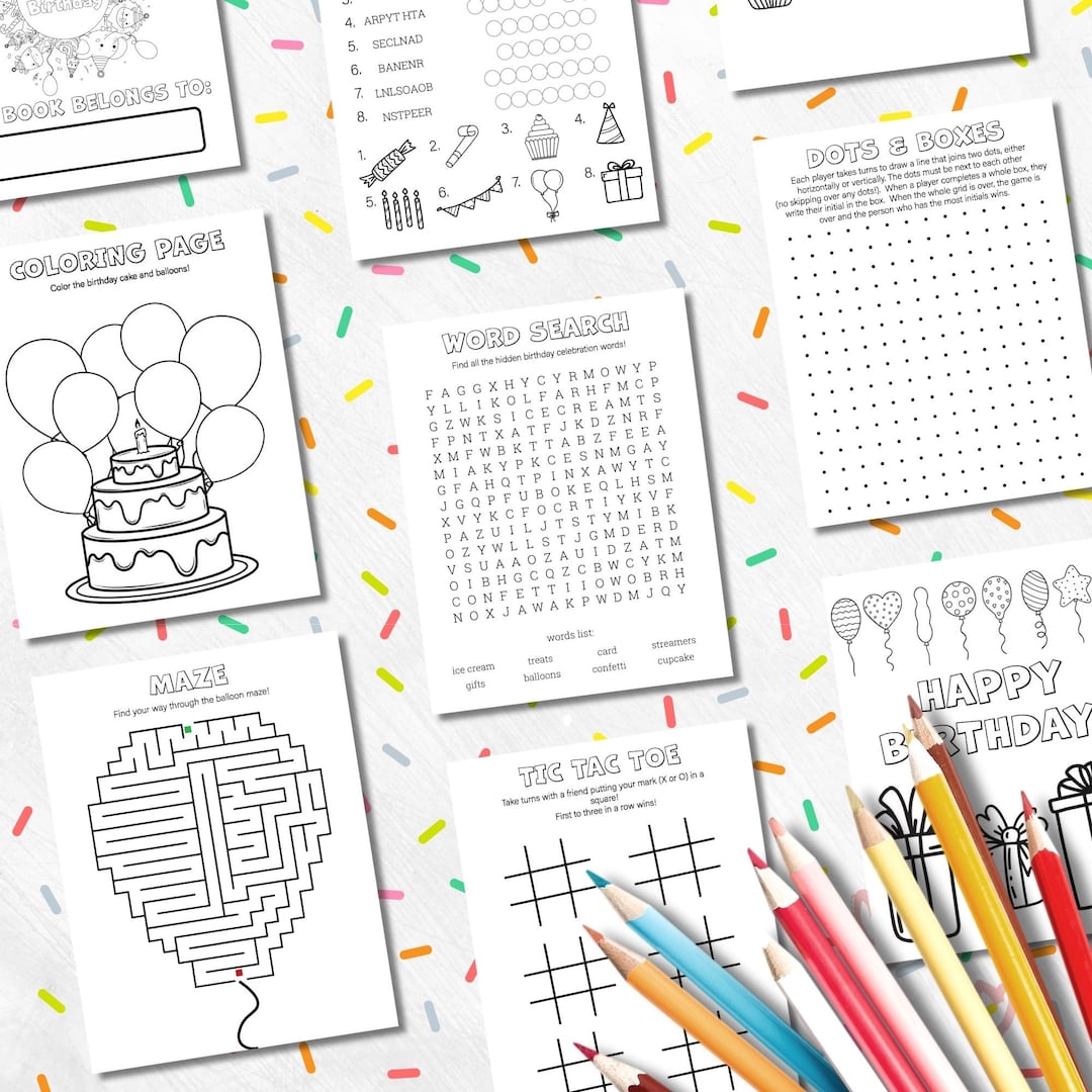 Kids Birthday Activity Book: 12 Printable Games (digital Download) - Etsy