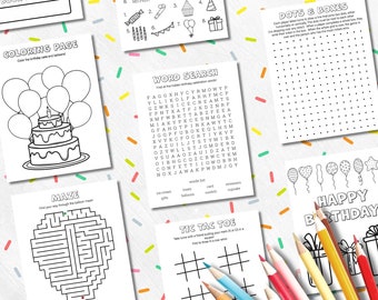 Kids Birthday Activity Book: 12 Printable Games (digital Download) - Etsy