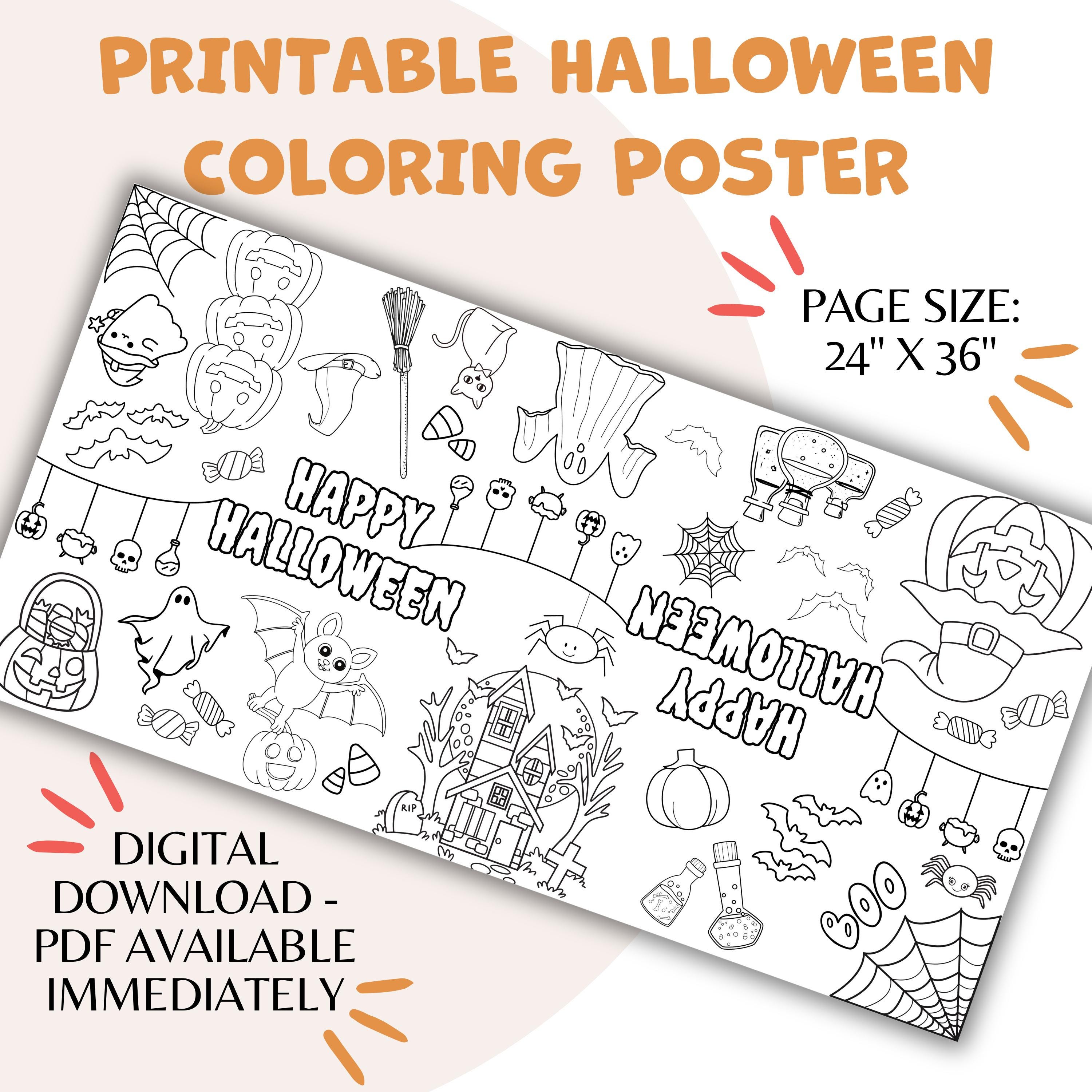 Kids Halloween Coloring Poster: Party Activity (digital Download) - Etsy