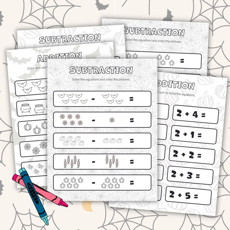 Halloween Math Worksheets for Kids Printable Addition and Subtraction ...