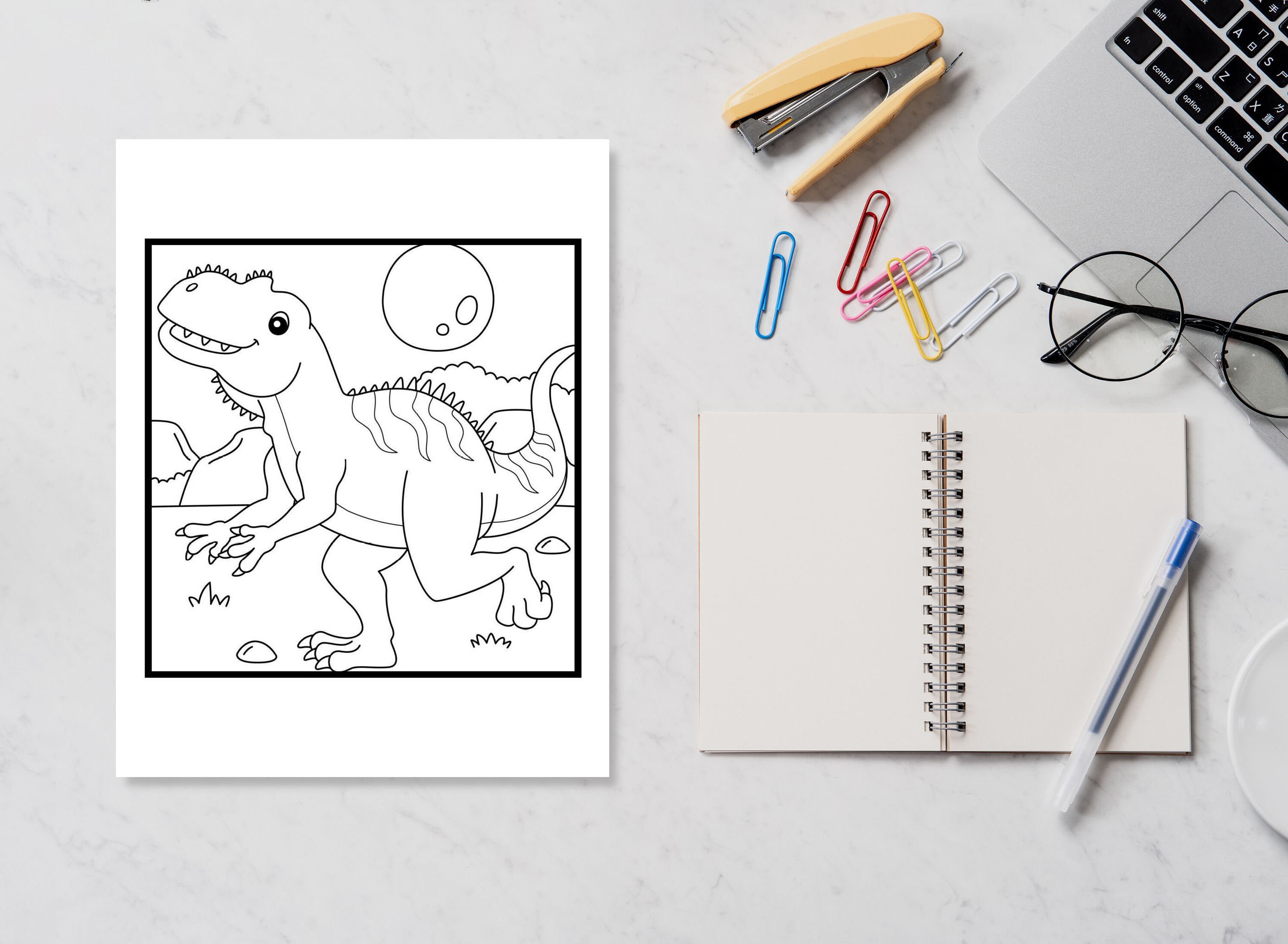 Digital Dinosaur Coloring Book for Kids | Printable Dinosaur Coloring ...