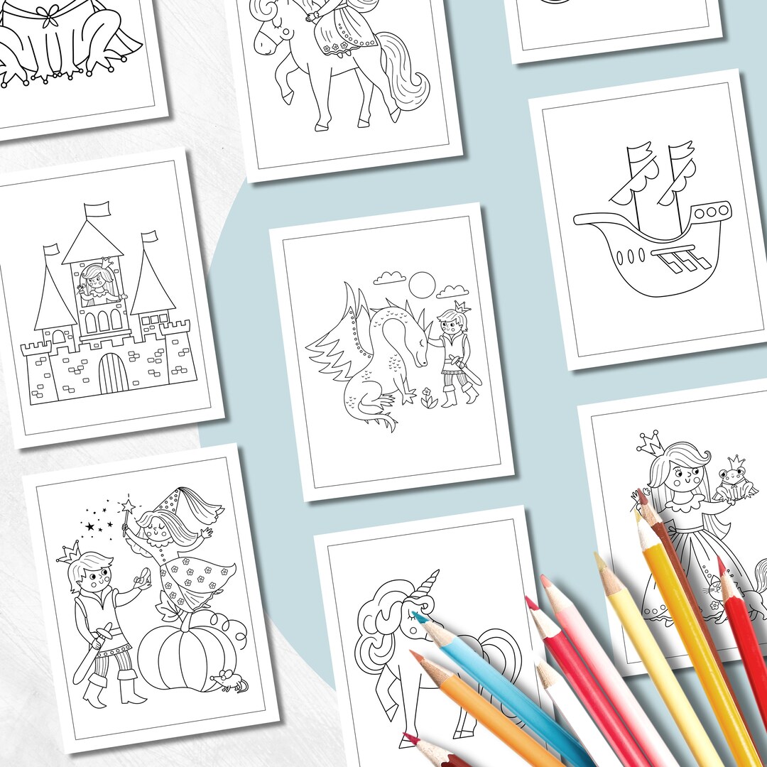 Digital Princess Coloring Book for Kids Printable Princess Coloring ...