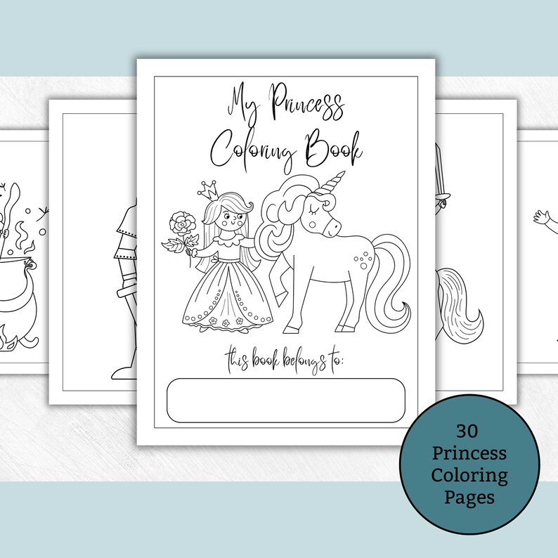 Digital Princess Coloring Book for Kids | Printable Princess Coloring ...