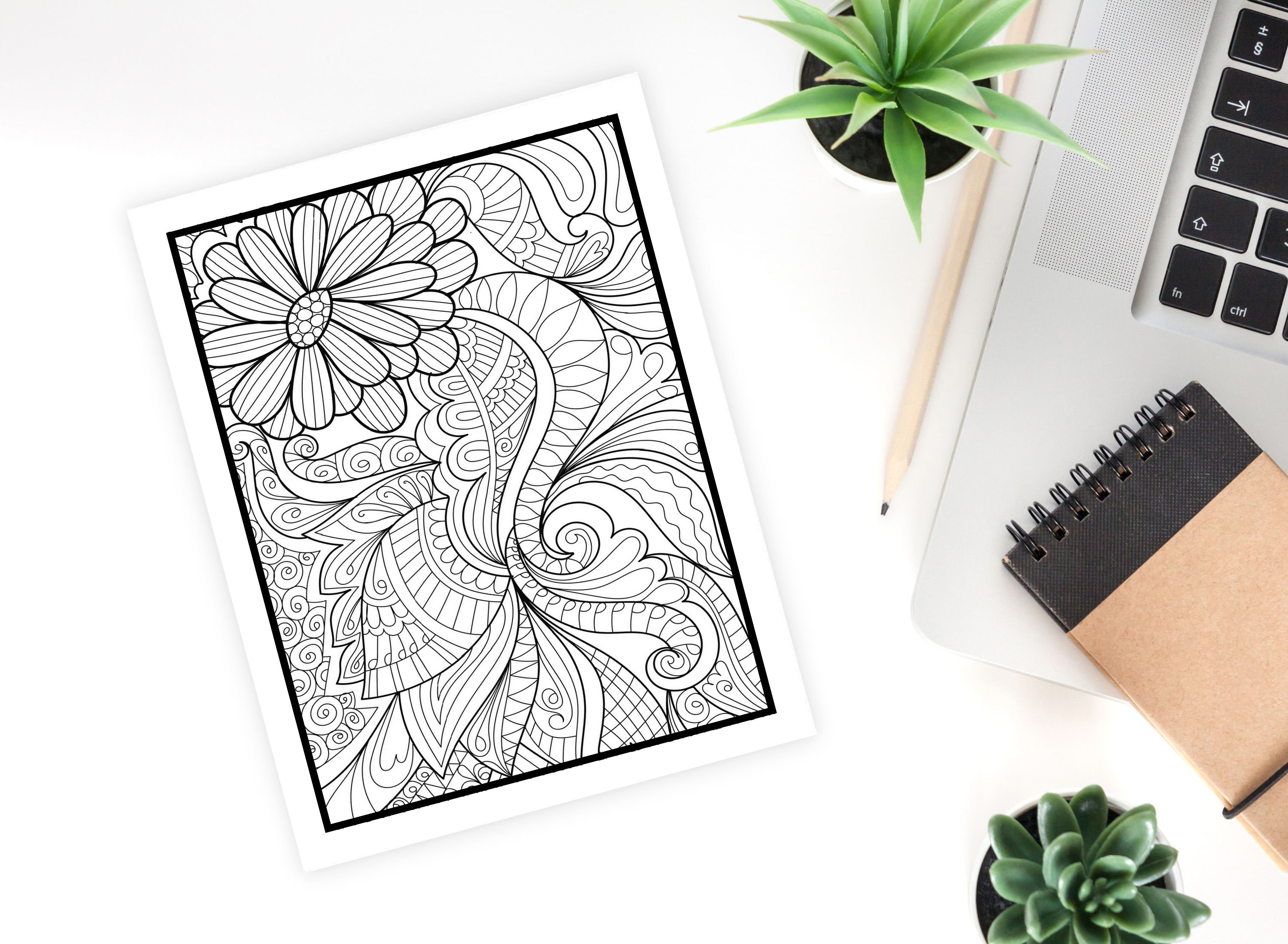 Printable Floral Coloring Book: 60 Detailed Flower Designs (PDF) - Etsy